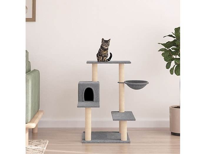 Árvore para gatos com arranhadores de sisal, cinza claro, 82,5 cm