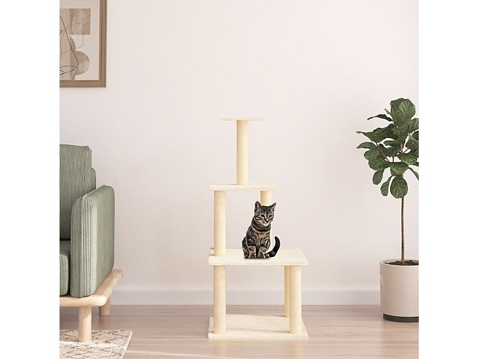 Árvore para gatos com arranhadores de sisal creme 111 cm