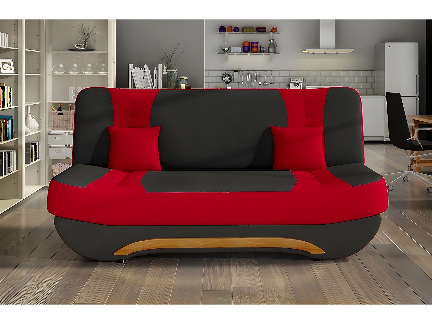 Canapé 3 places convertible et espace de rangement - bicolore ...