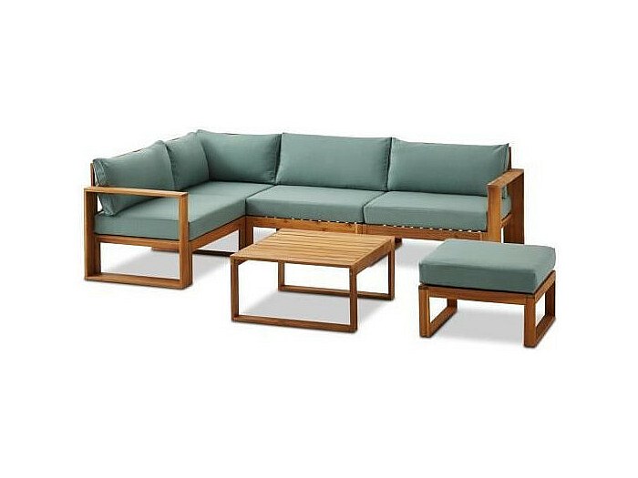 Salon de jardin en bois dAcacia FSC - 6 personnes - Levata - Vert-bleu