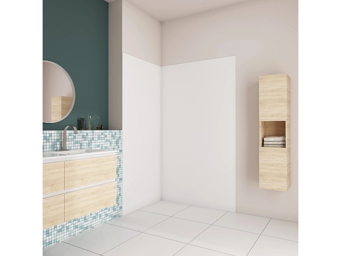 AICA Panneau mural de douche blanc 120x90x210cm,Panneaux muraux salle ...