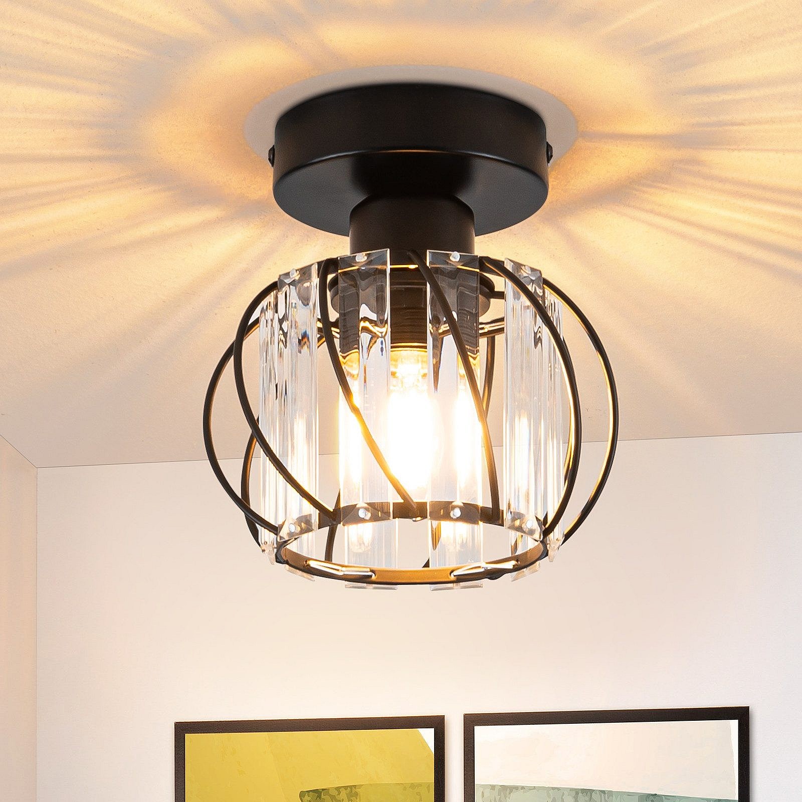 NETTLIFE Moderne Zwarte Kristallen Plafondlamp E27 Vintage Keukenlamp ...