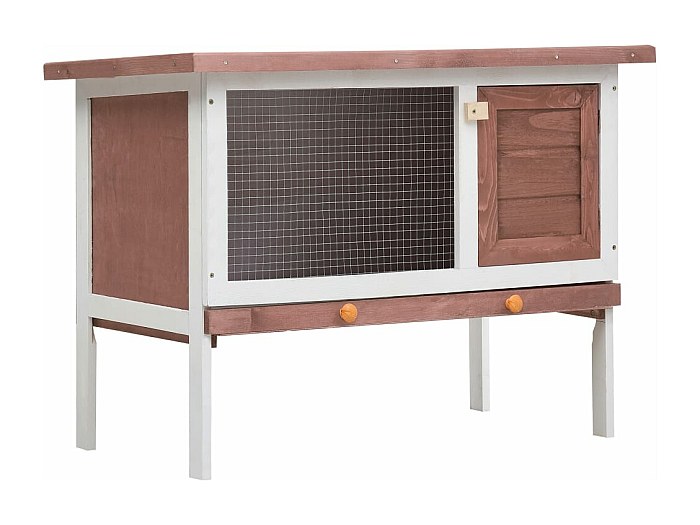 Clapier d'extérieur 1 niveau Marron Bois