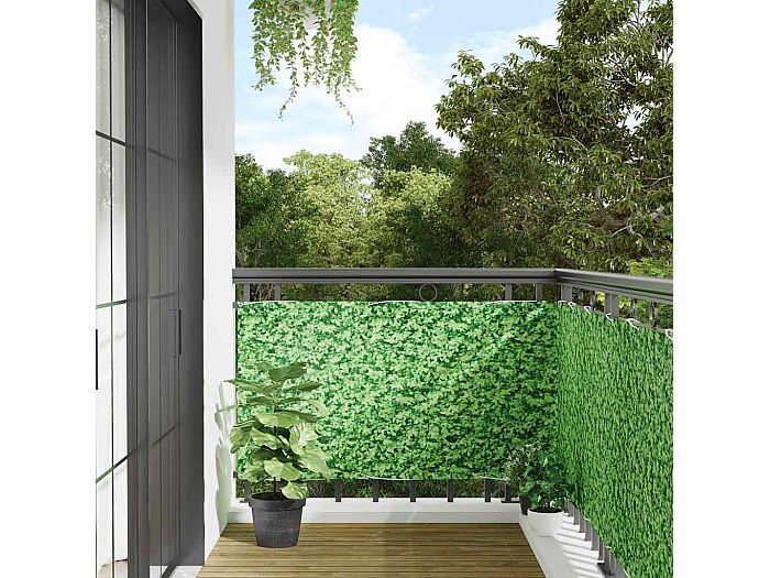 tela de privacidade de varanda com aparência de planta verde 600x120 cm PVC