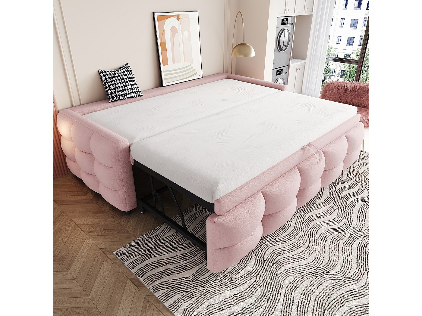 Lit gigogne 90/180 x 190 cm sans tête de lit - Tissu velours Teddy ...