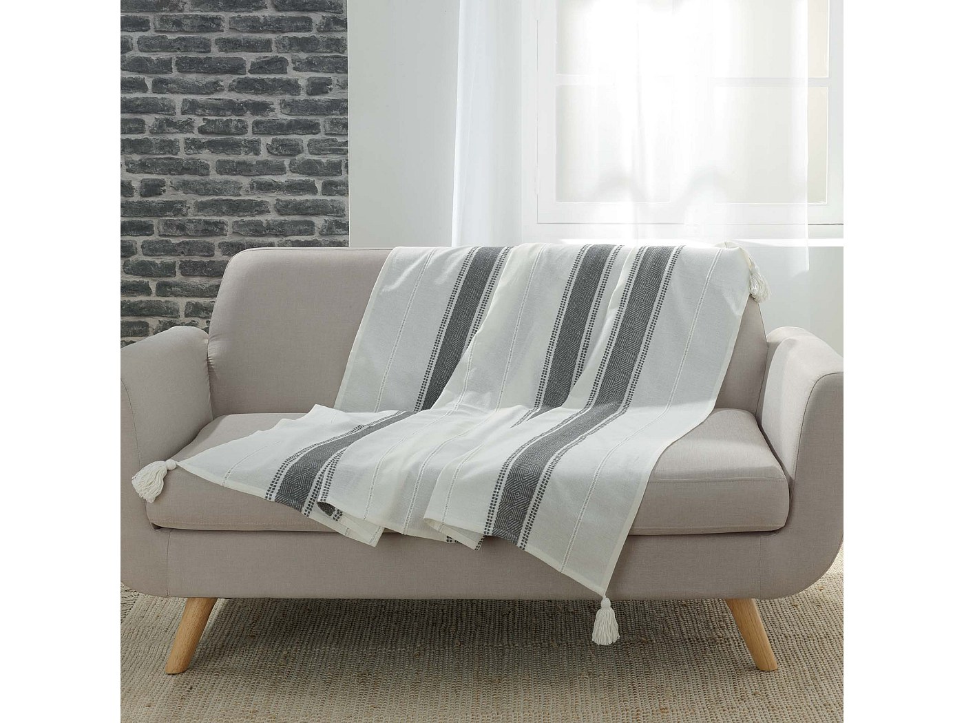 Plaid coton 125x150cm Indira anthracite