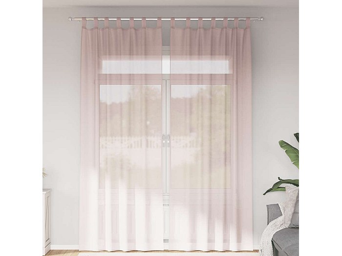 Rideaux en voile avec passe-tringles 2 pcs rose clair