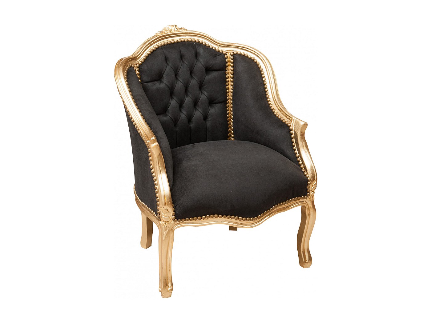 BISCOTTINI Fauteuil en bois de hêtre Louis XIV - Bois massif finition ...