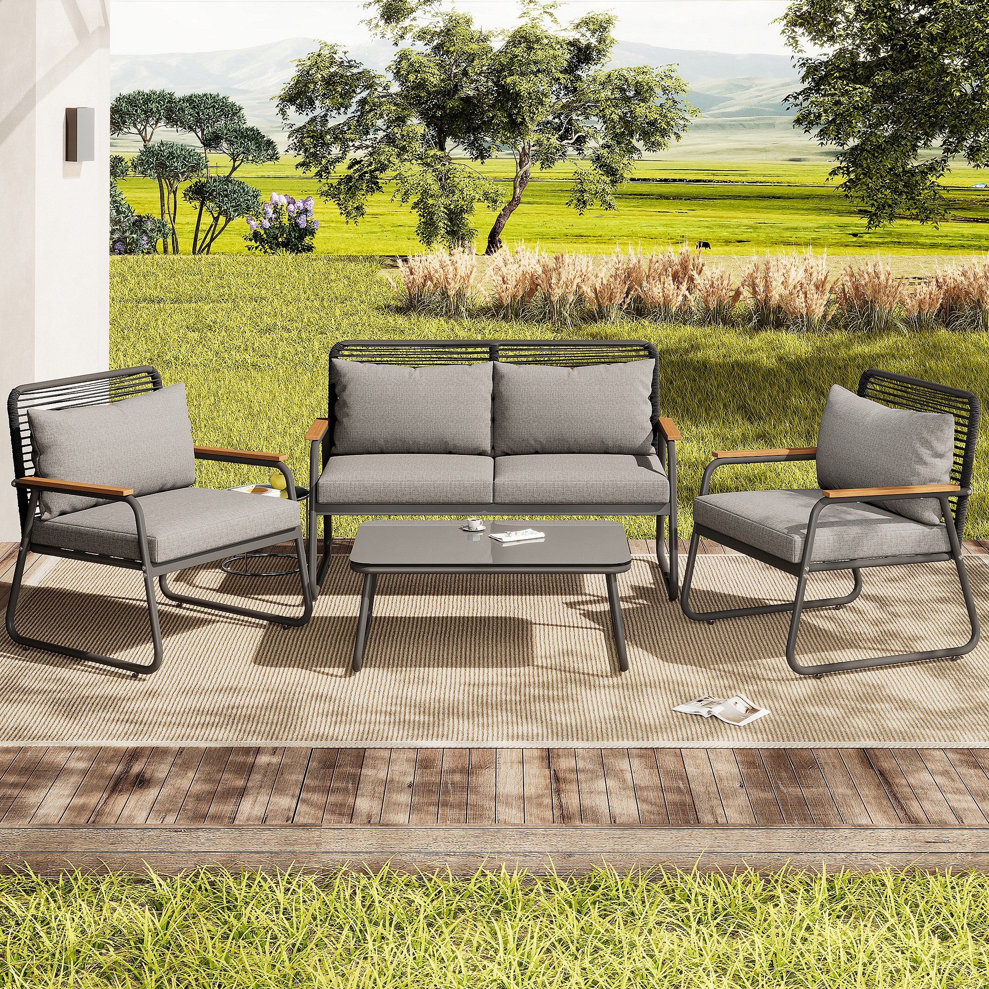 Salon De Jardin Modulable En Fer Galvanis 1 Canap 2 Places 2