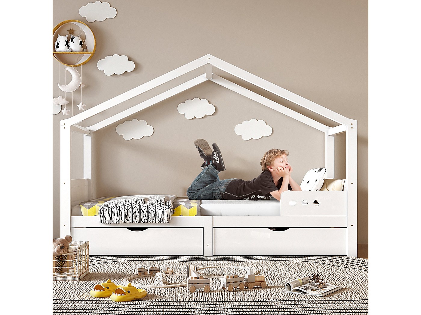 Cadre de lit pour enfant en bois, blanc