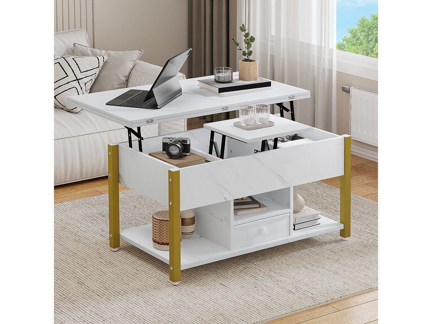 YITAHOME Table Basse - Réglable en Hauteur - Multifonctionnelle 4 en 1 ...