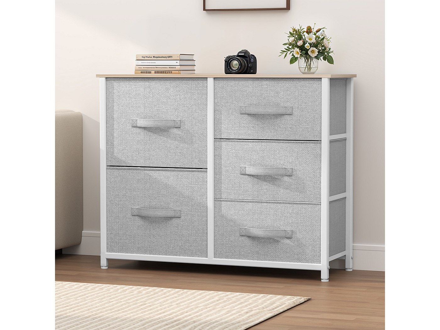 YITAHOME Commode - 5 Tiroirs en Tissu Commode Chambre Meuble de ...