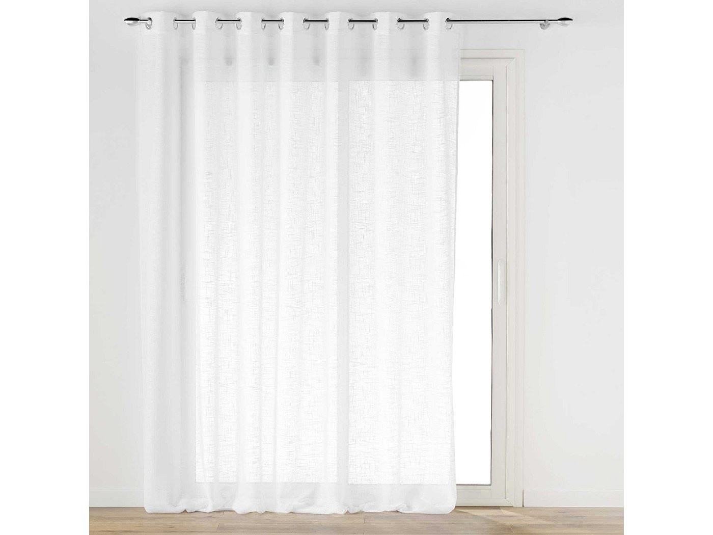 Vitrage Gordijn "Haltona" Wit Linnen Effect 240x240cm met Ringen - Oeko-tex