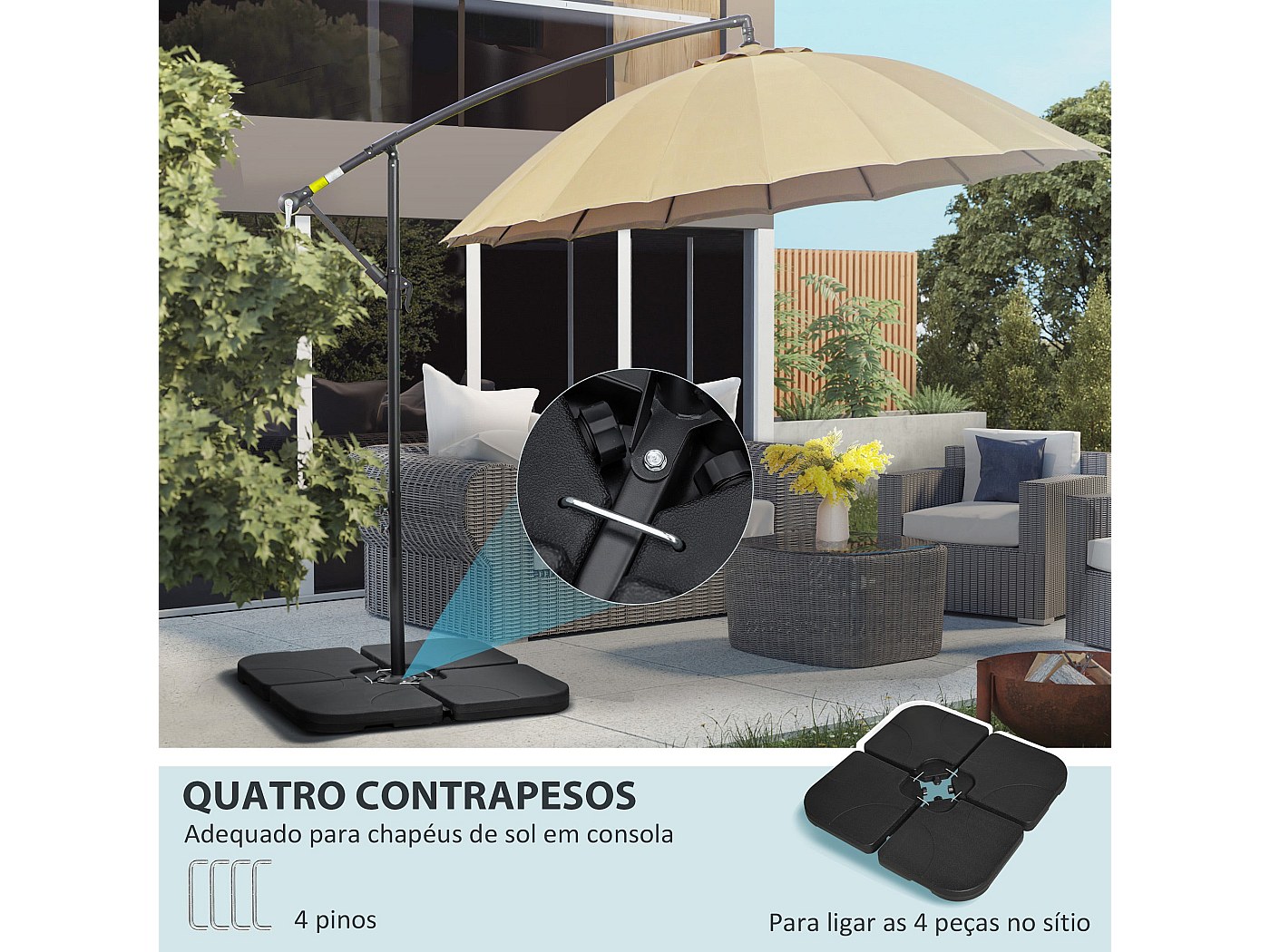 Conjunto de Pesos para Base de Chapéu de Sol Outsunny - 4 Peças ...