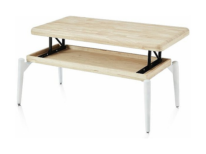 Mesa de centro elevable Padma Blanco - Roble