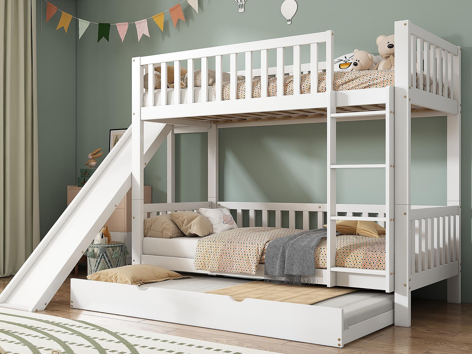 Cama superposta para crianças 90x200/190 cm - com cama de camadas - com ...
