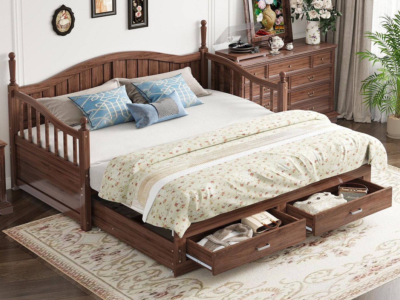 Divano letto pieghevole in legno massello 90/180x200 cm con colonne ...