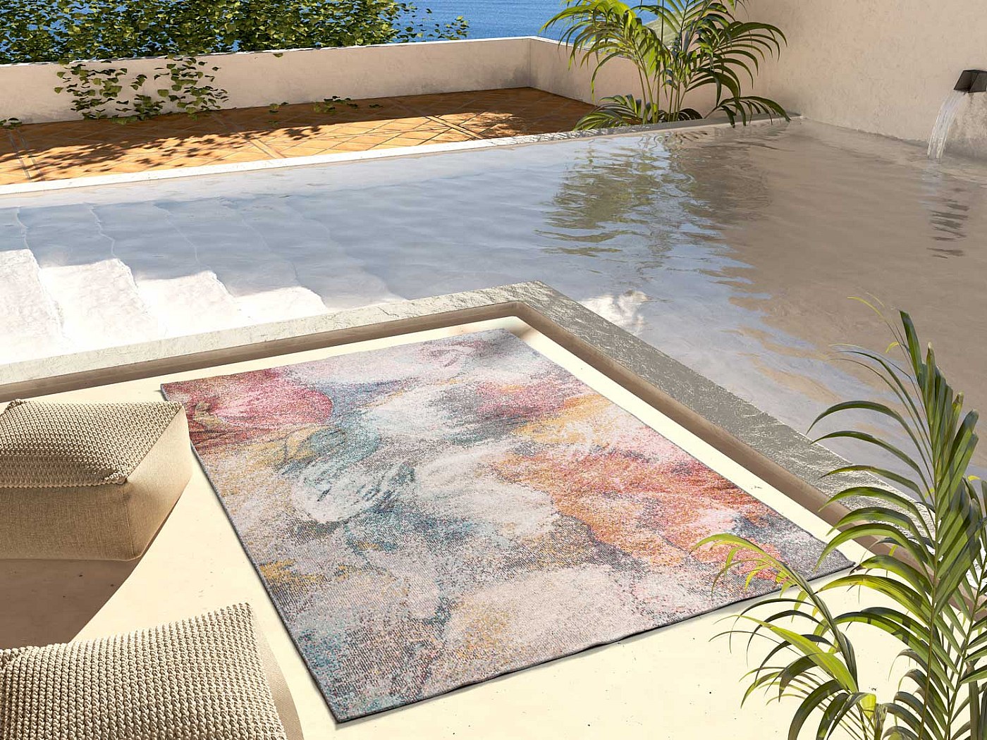 Tapete exterior - abstrato - multicolorido - 120 x 170 cm - SAMARA