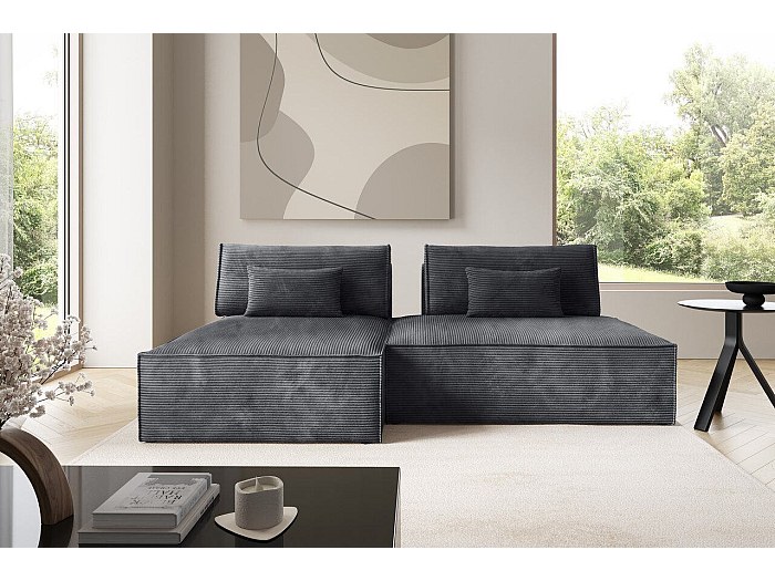 Modular Ecksofa mit Schlaffunktion LUCCA Grau Anthrazit