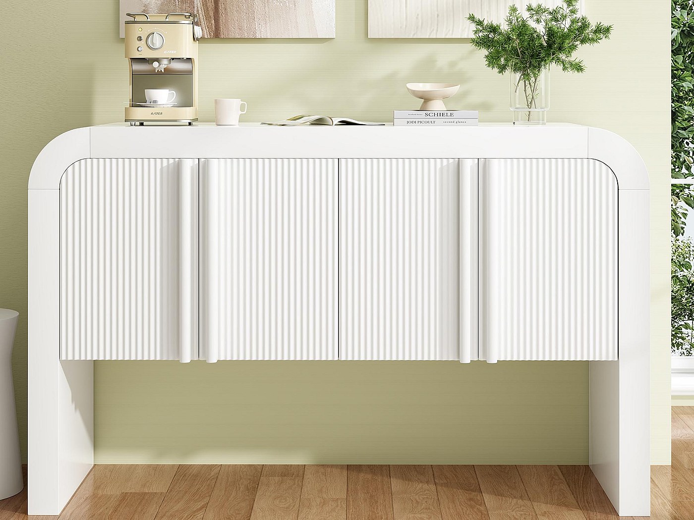 Buffet moderno – 4 ante con design unico – in MDF – Bianco