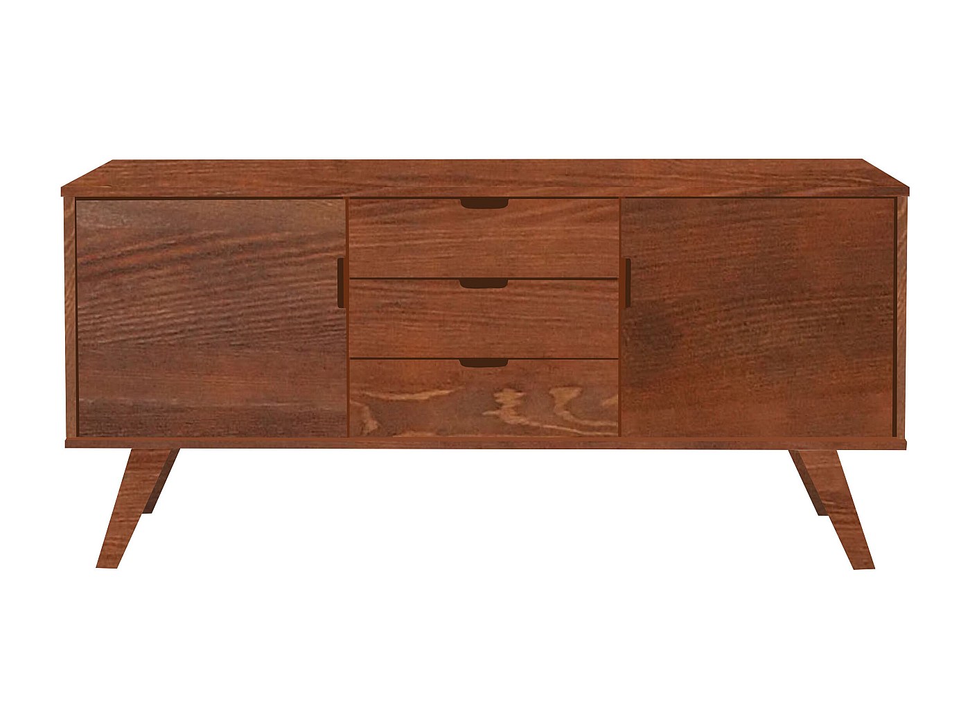 Commode en bois 160 cm Malmo II, coloris châtaigne