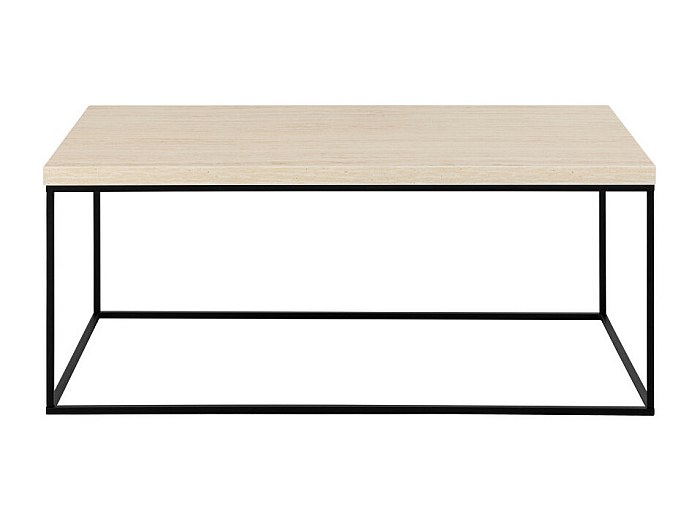 Mixo - Table basse en effet travertin et métal 110x50cm - Beige