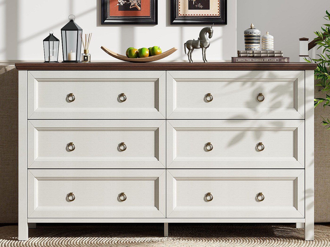 Bufet z 6 szufladami - MDF - Biały