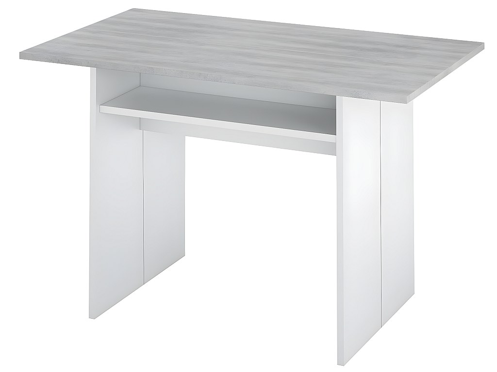 Table escamotable, blanc artic/béton - Dim : 75 x 120 x 35 cm