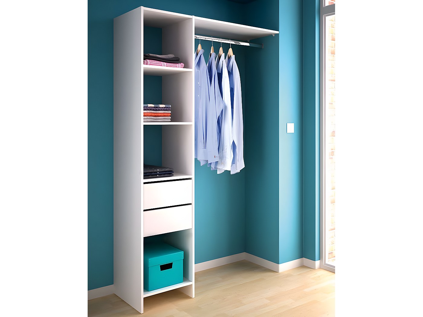 Kit placard coloris blanc finition mat - 160 x187 x 39,6 cm