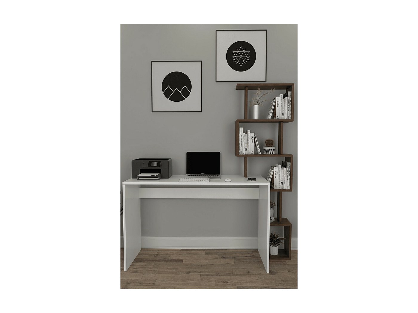 Bureau Moderne Julian, Blanc, 50x120x160 cm, Epikasa