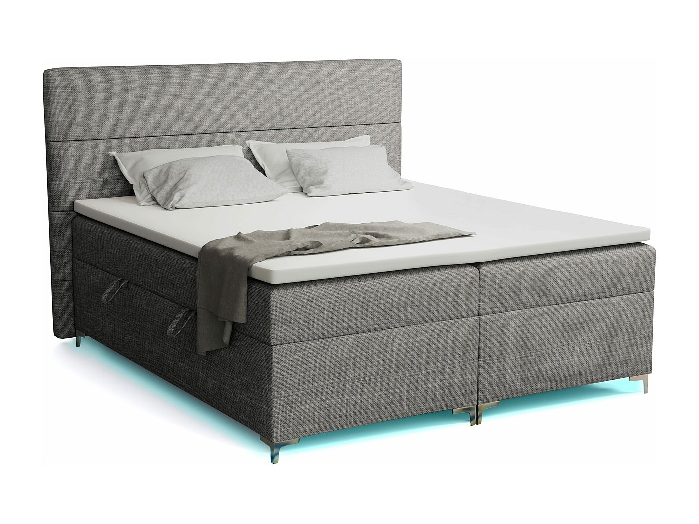 Lit boxspring avec surmatelas Verdalen LED, 180x200 cm, Lux 06 (Gris)