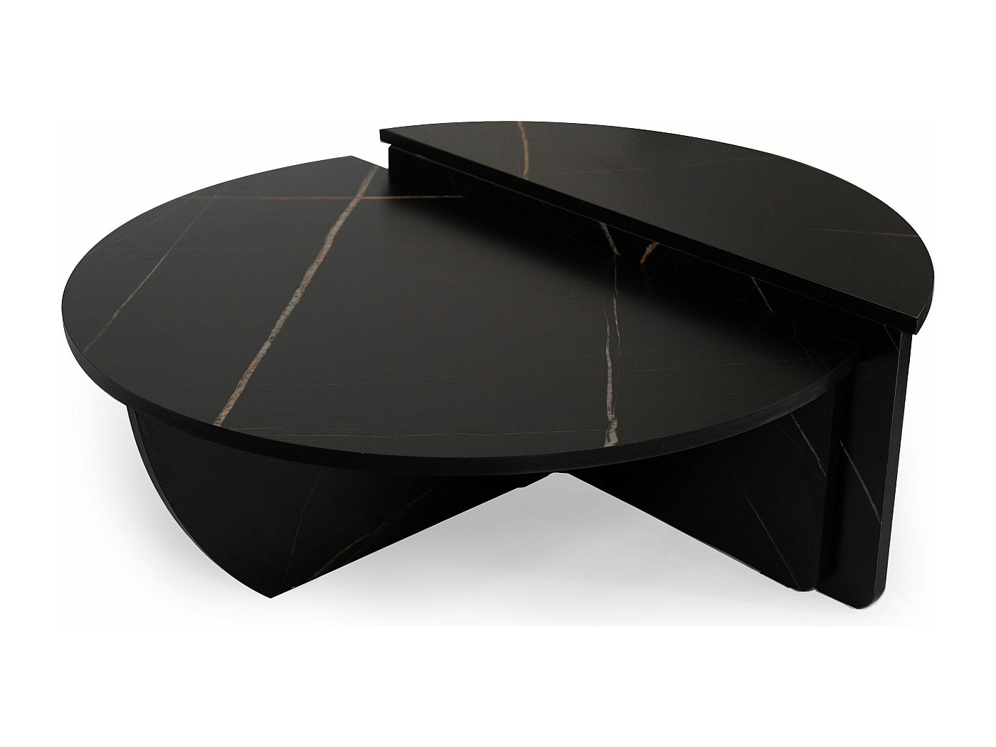 Set di 2 tavolini di design Glowik Effetto marmo nero