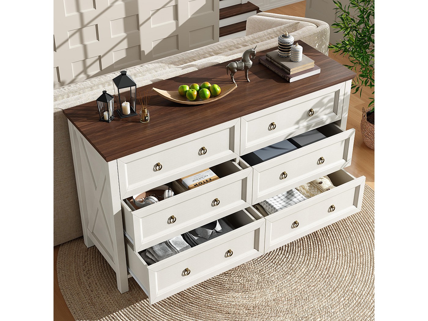 Commode moderne avec 6 tiroirs, buffet - 137 x 40 x 79.5 cm - pour ...