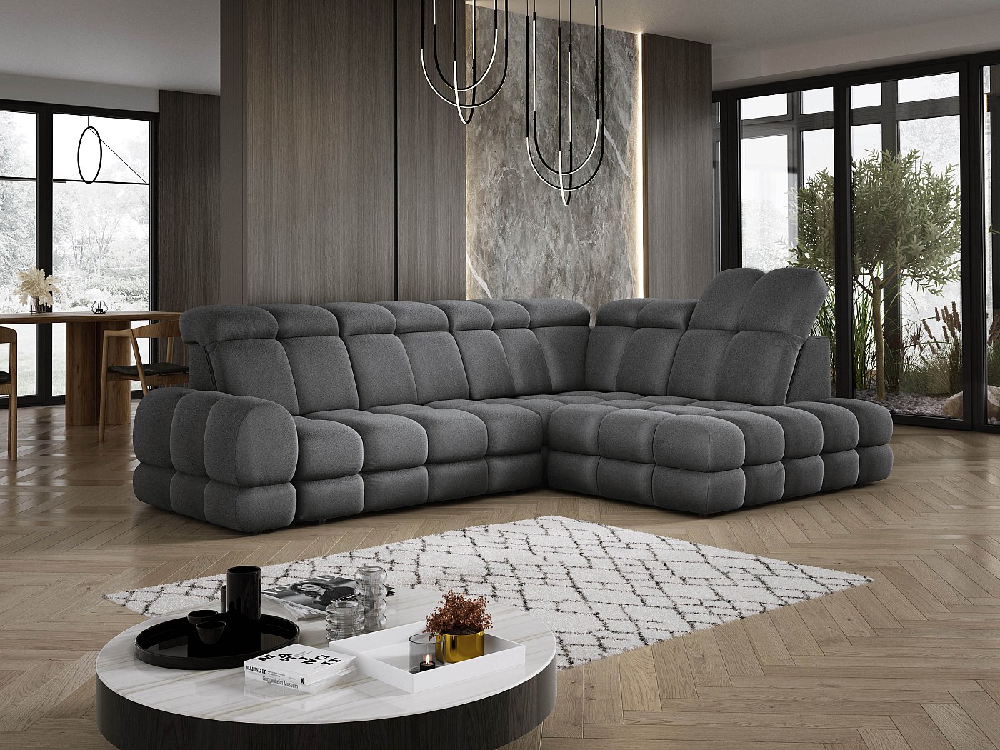 Hoekbank Tollo Grijs Solar-stof Rechterzijde 302x217x105 cm, L-vorm ...