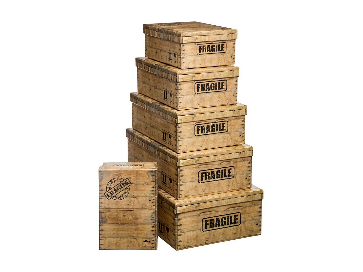 Lot de 6 Boites de rangement avec coins en métal effet cagette