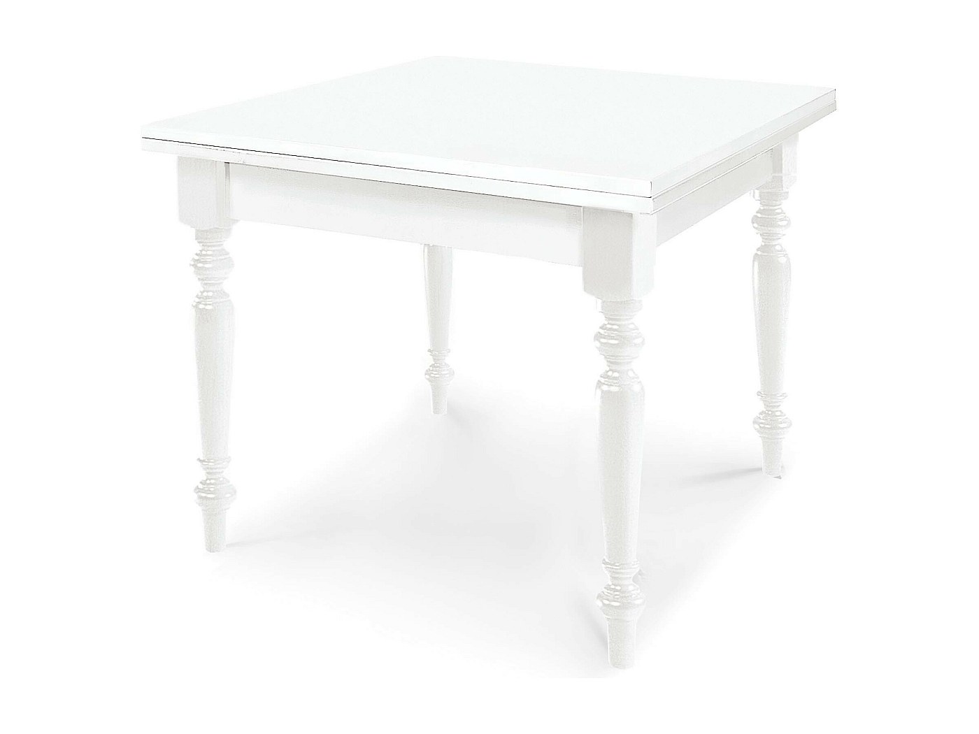 Table à rallonge pliante en bois blanc 100x100 - 200x100 cm - ARDENZA
