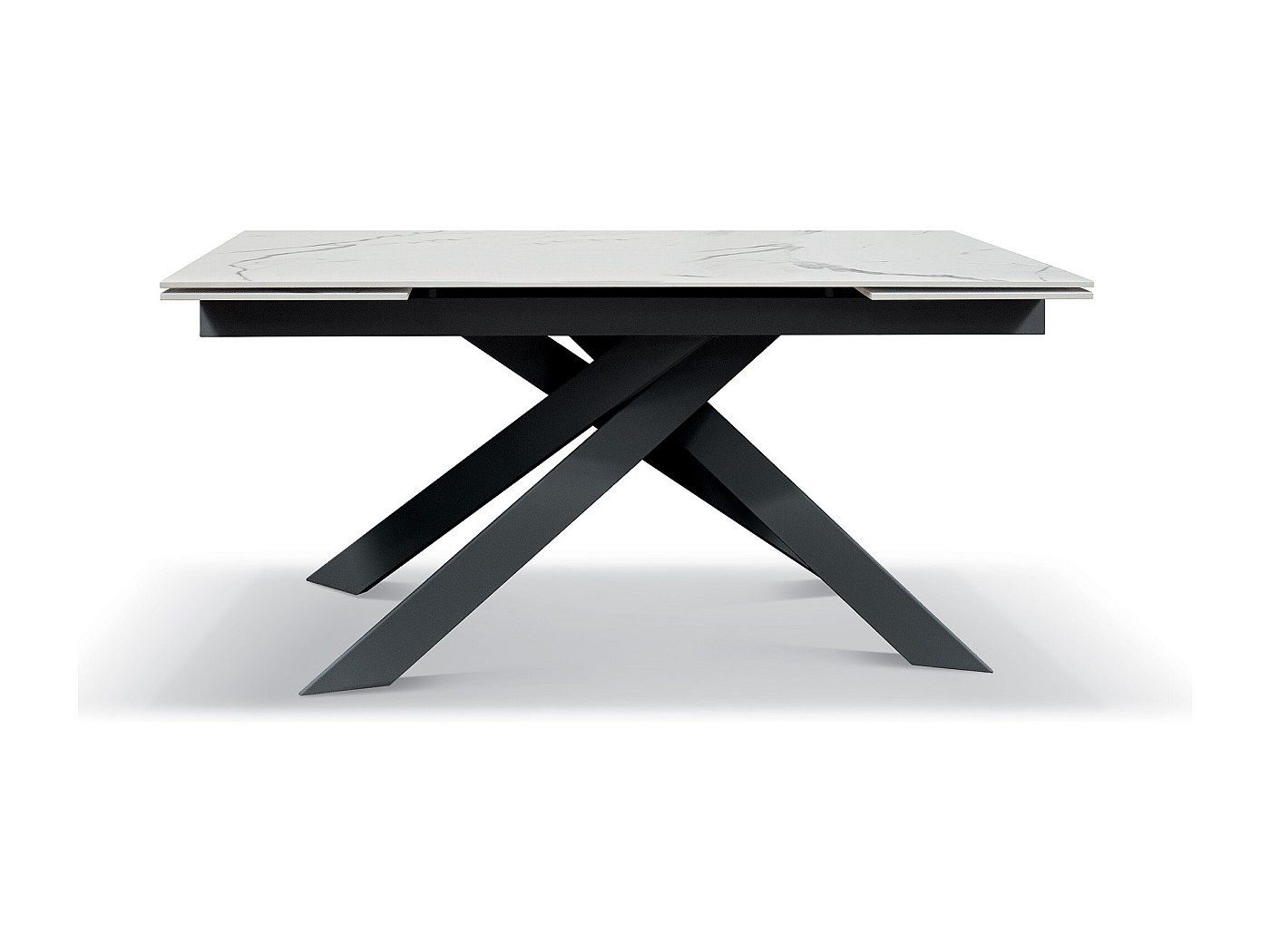 Glaskeramiktisch mit Marmoreffekt, anthrazitfarbener Fuß, ausziehbar ...