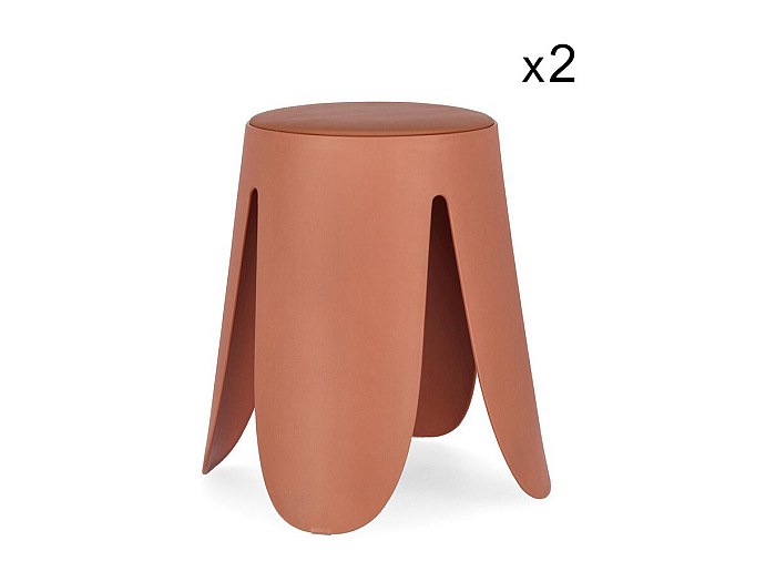 Set di 2 sgabelli in polipropilene terracotta - IMOGEN