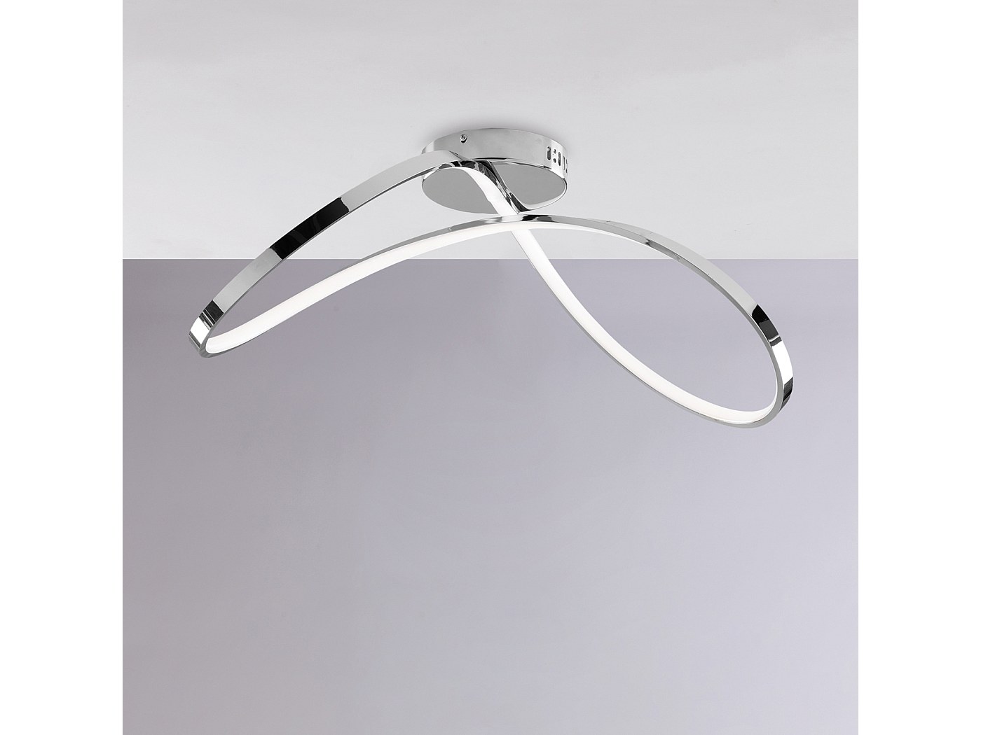 Infinity Plafonnier en métal et aluminium chromé poli avec LED intégrée ...