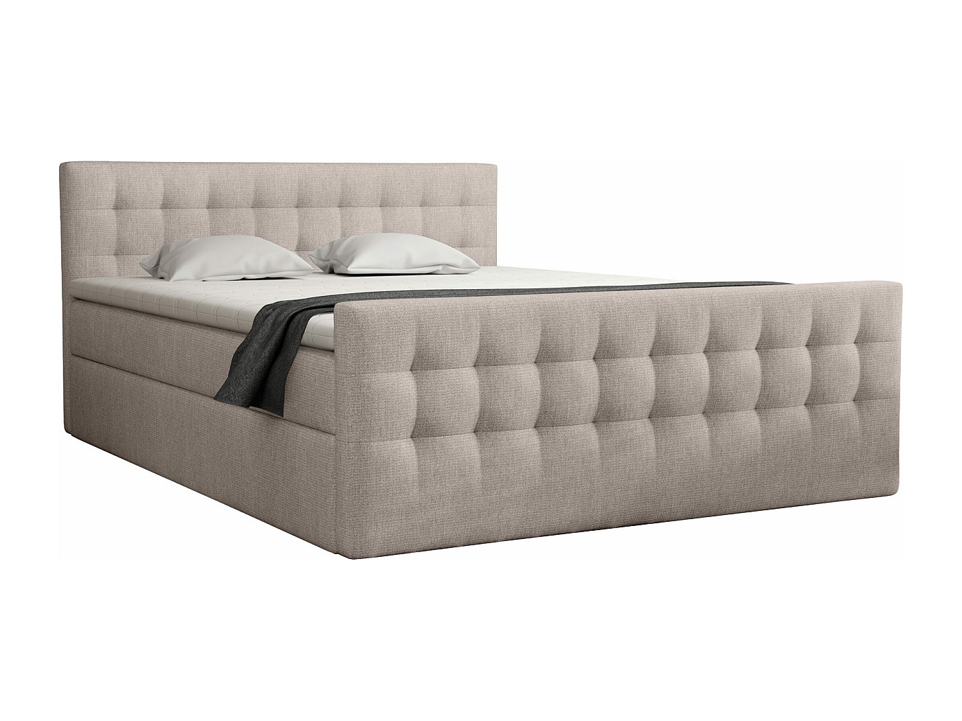 LIT BOX avec coffre de lit Loures Lux 160x200 cm, beige clair