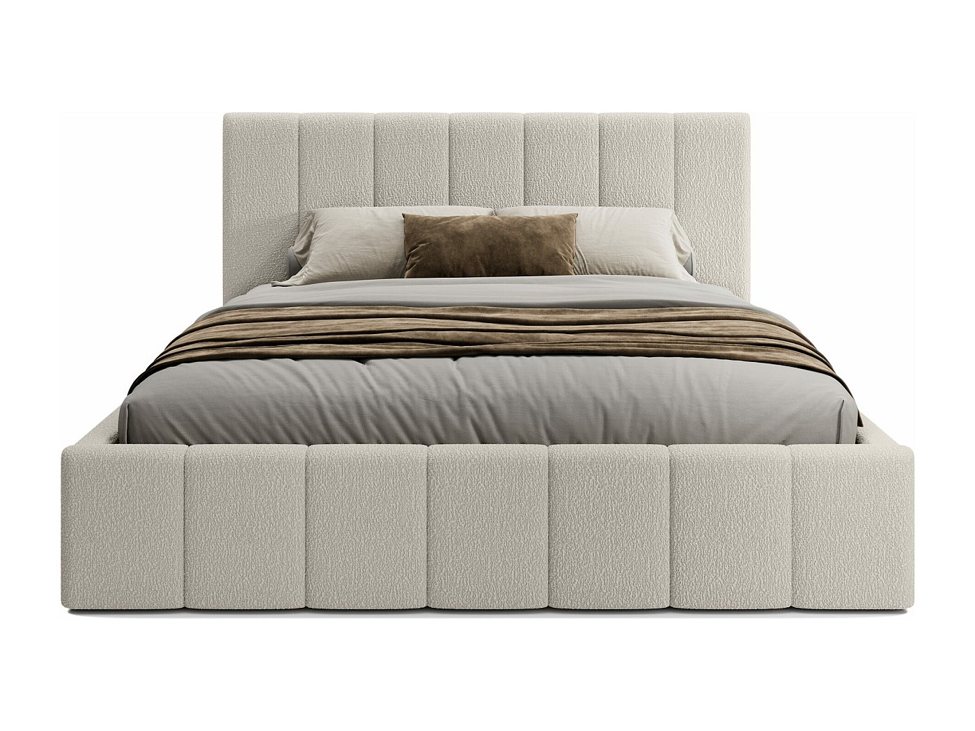 LIT TAPISSÉ avec coffre et matelas Slim Clennen 120x200 cm, crème ...