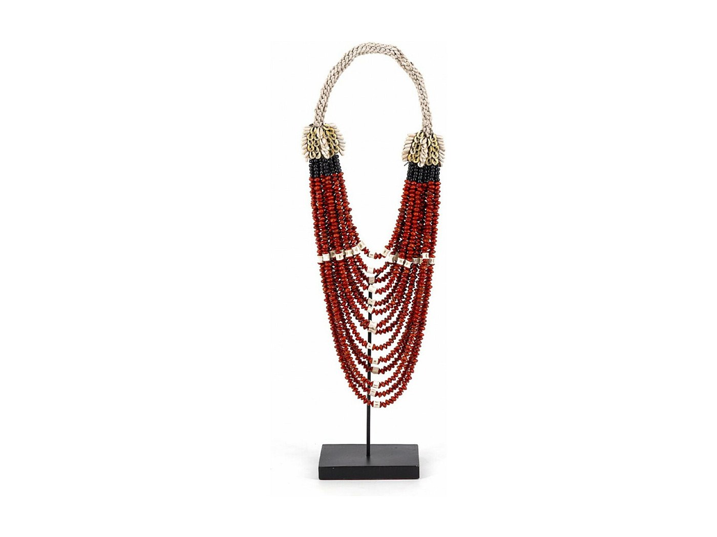 Sculpture collier coquilles corde Coquilles Rouge - Décoration d'Autrefois