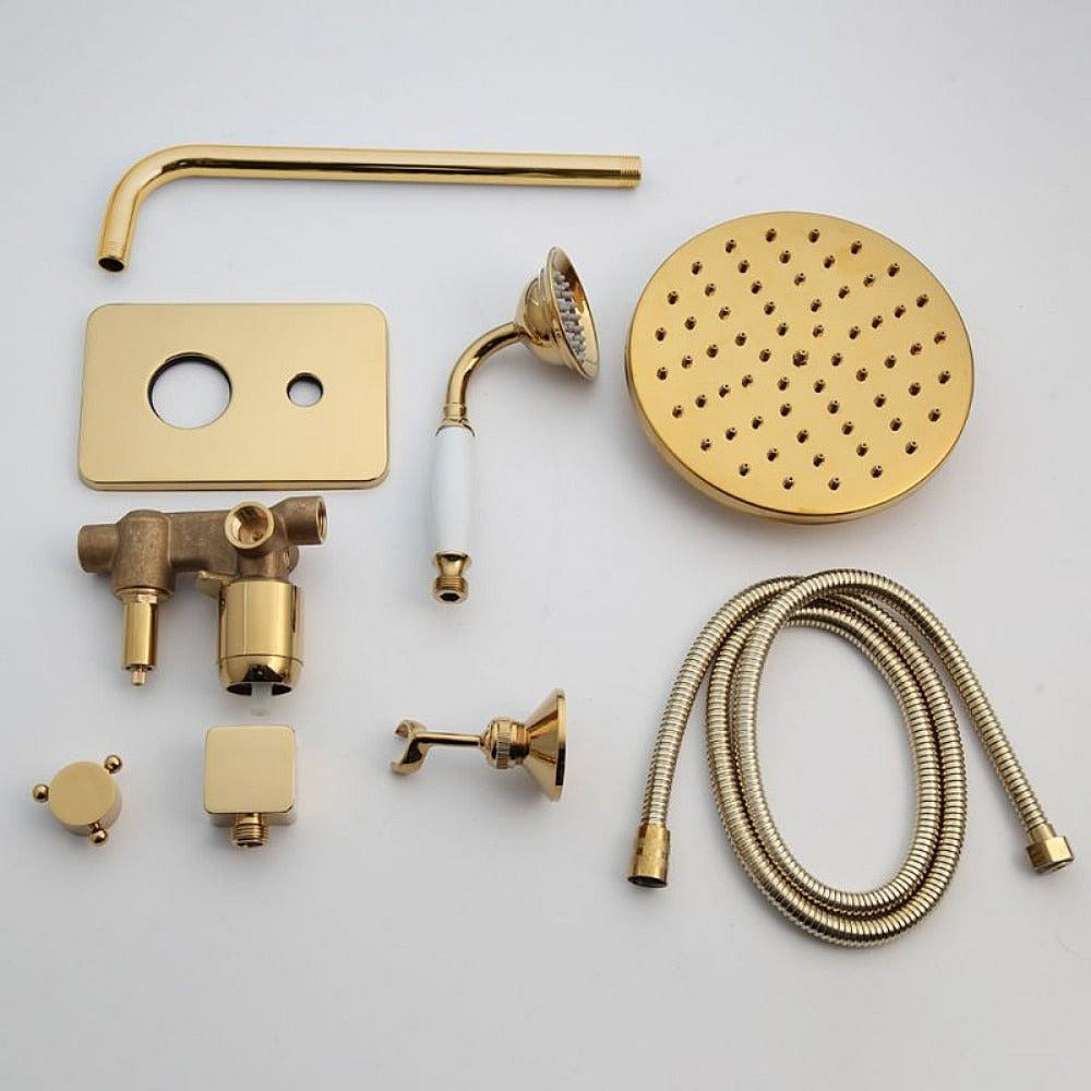 Kit de douche à encastrer rétro FLORINA doré brillant