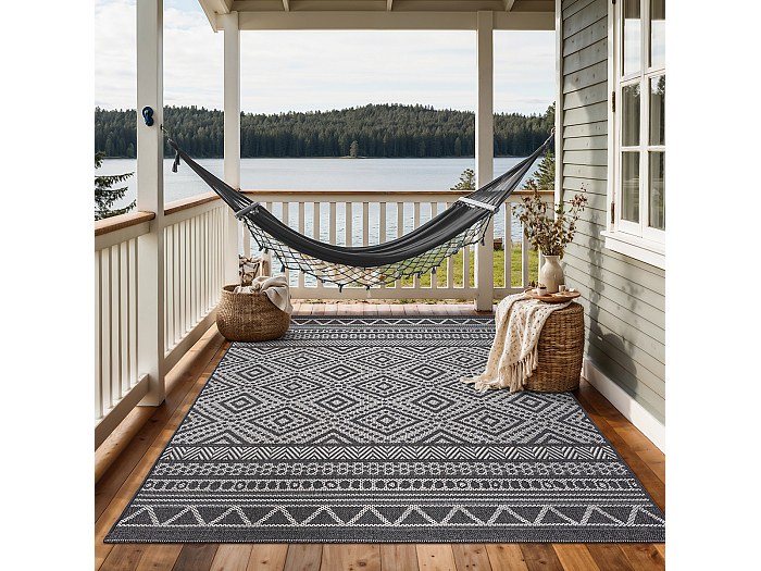 Tappeto esterno interno design moderno - Antrazite - 80 x 150 cm - CALGARY
