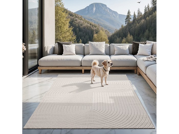 Alfombra diseño moderno Boho - Crema - 240 x 340 cm - SANTO PLUS