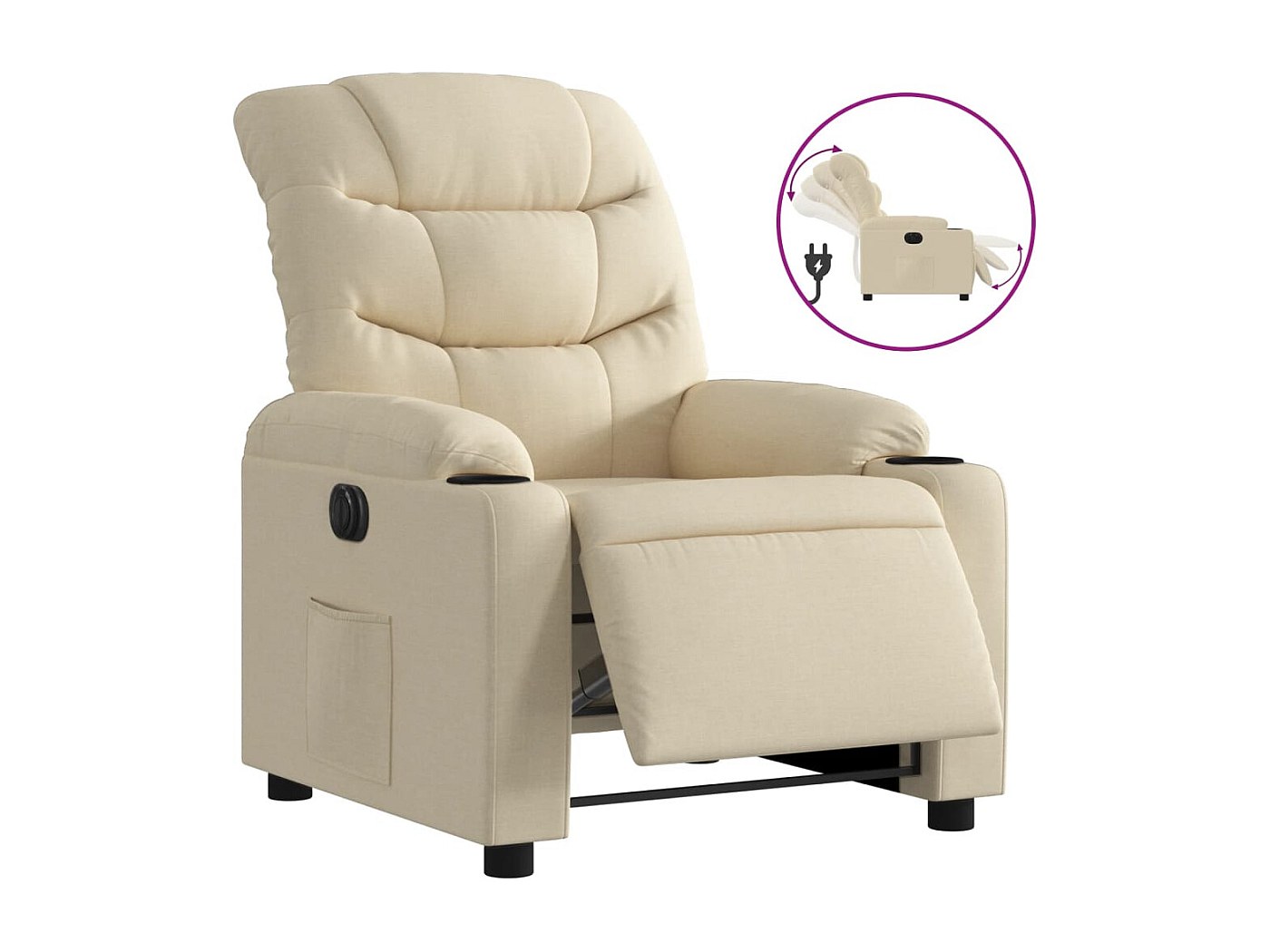Fauteuil inclinable électrique Crème Tissu