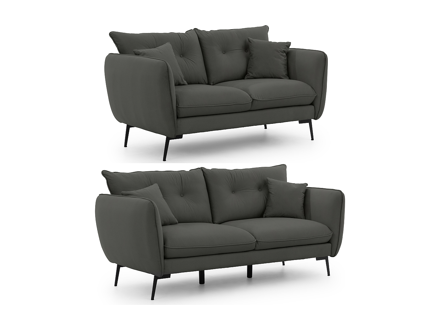Ensemble de canapés 3+2 en tissu avec de hauts pieds en métal noir Nordloft
