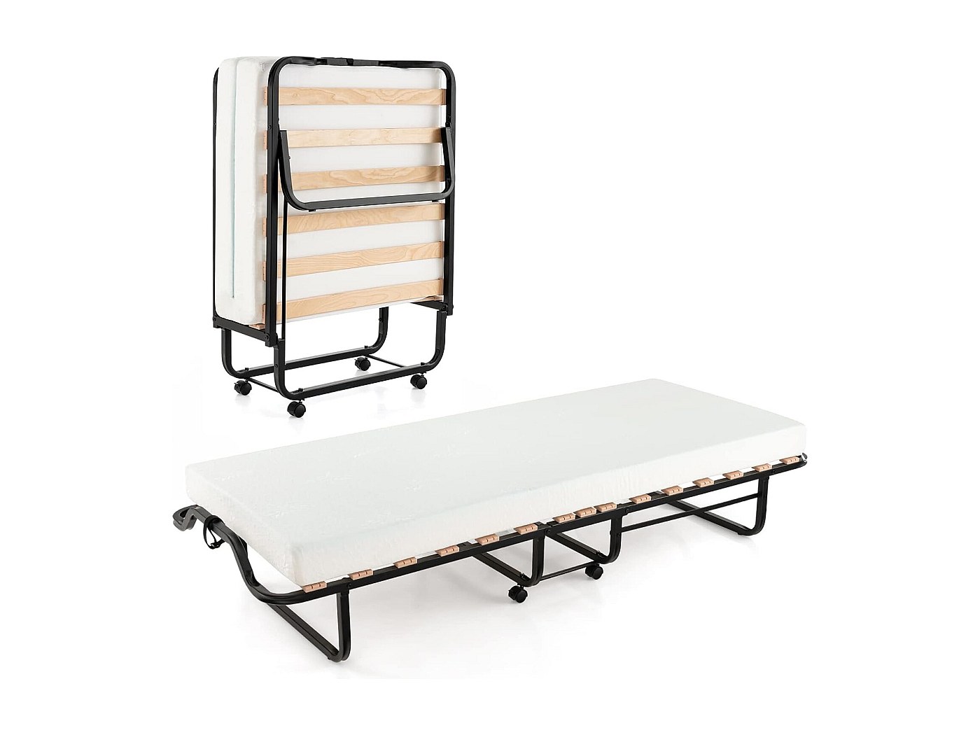 Inklapbaar logeerbed, 80 x 200 cm, opklapbed met 10 cm dikke ...