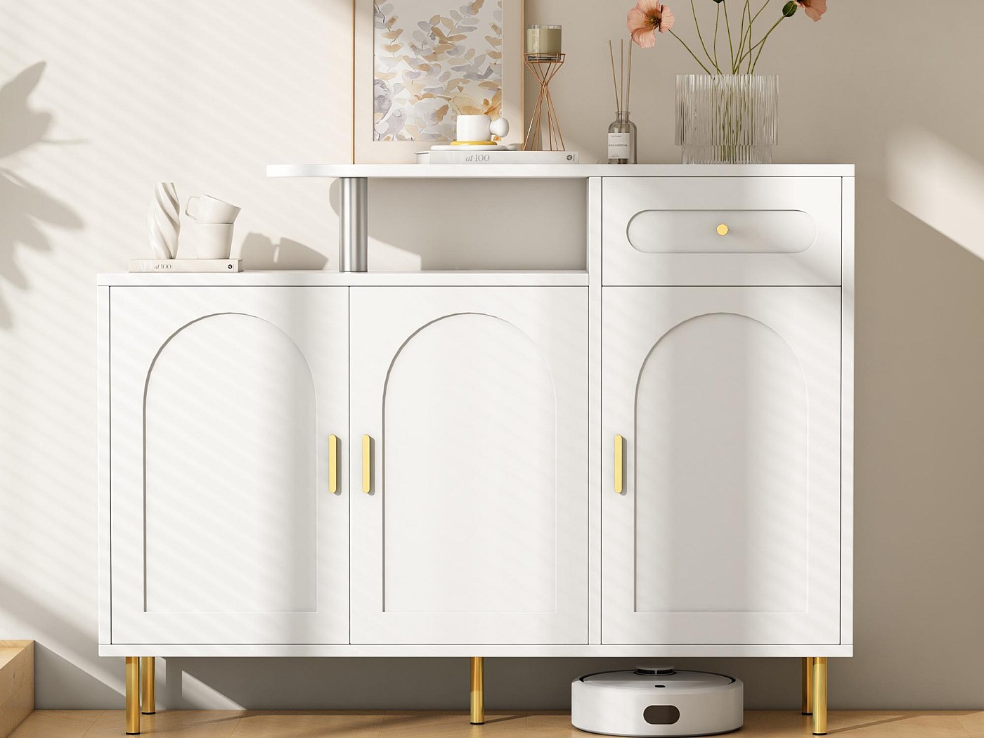 Móvel para sapatos 120 x 35 x 92 cm - 1 gaveta + 3 portas - pés em ...