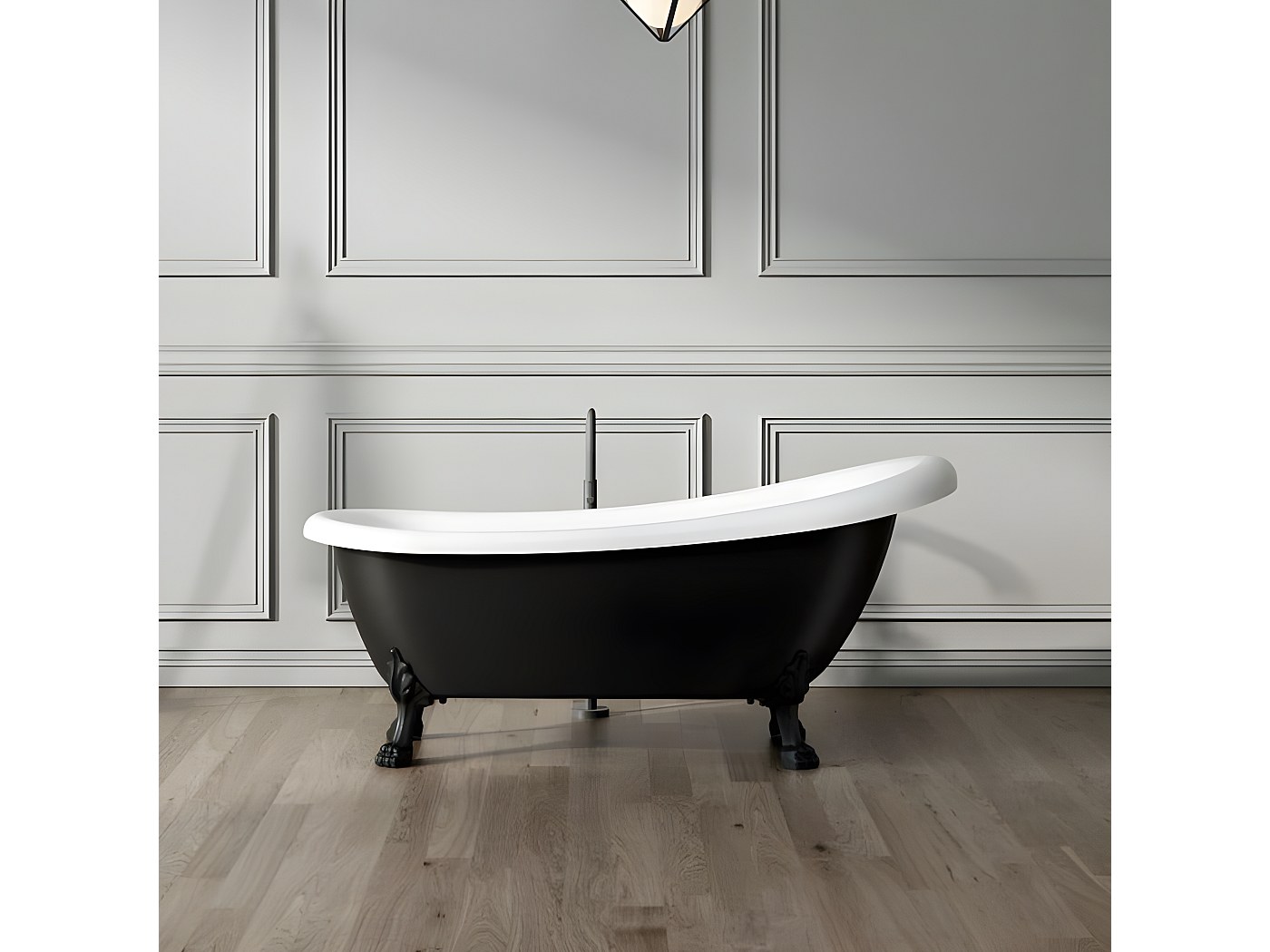 Baignoire ancienne rétro RICHMOND Noire 171 cm Pieds de Lion Noirs